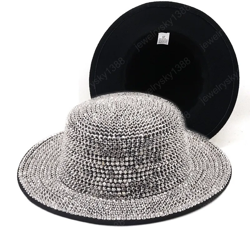 Sparkling Rhinestone Rhinestone Fedora Hat With Wide Brim For Women And ...