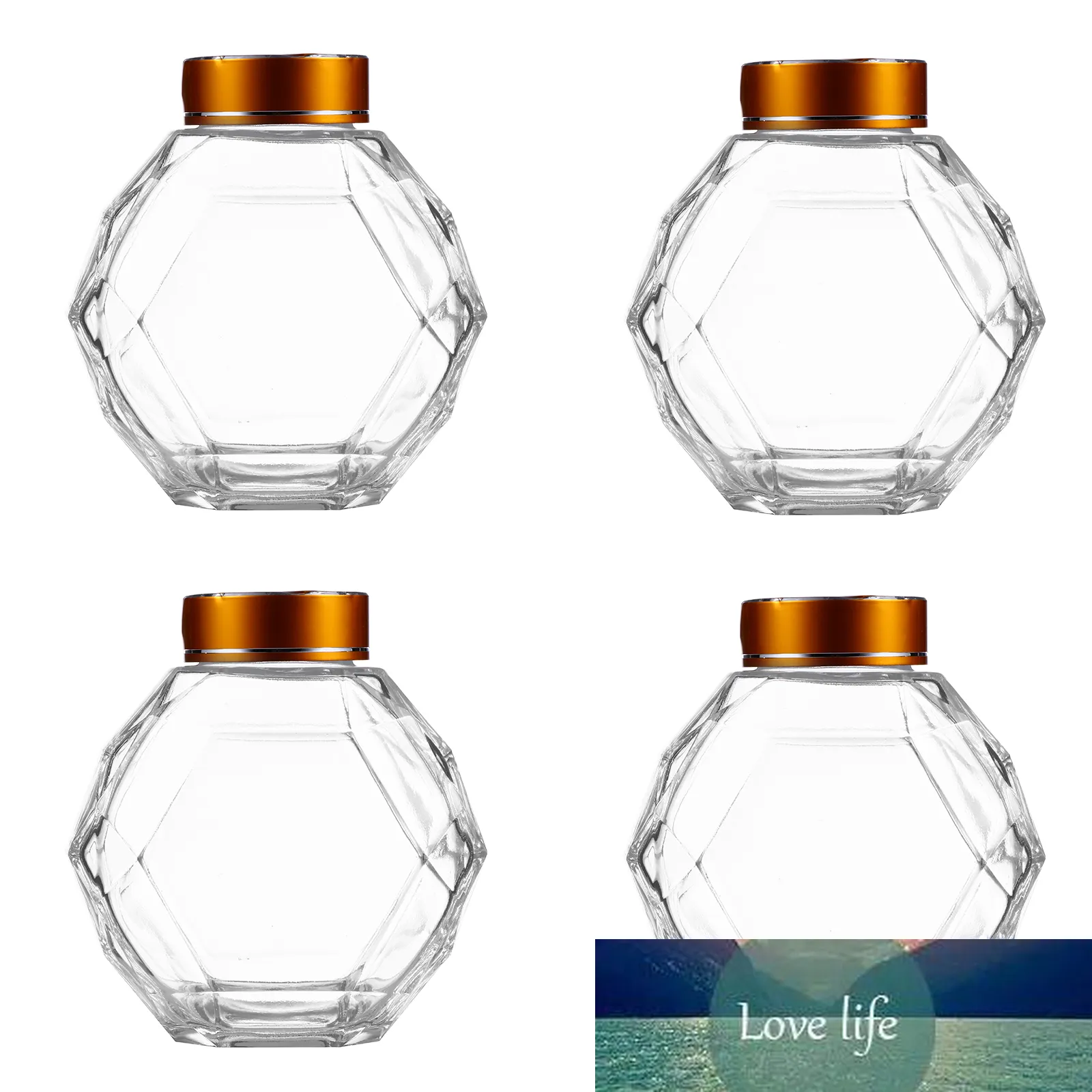 4 Buah Jelas Madu Dapur Toples Madu Kaca Botol Lebah Jar Heads Enam ...