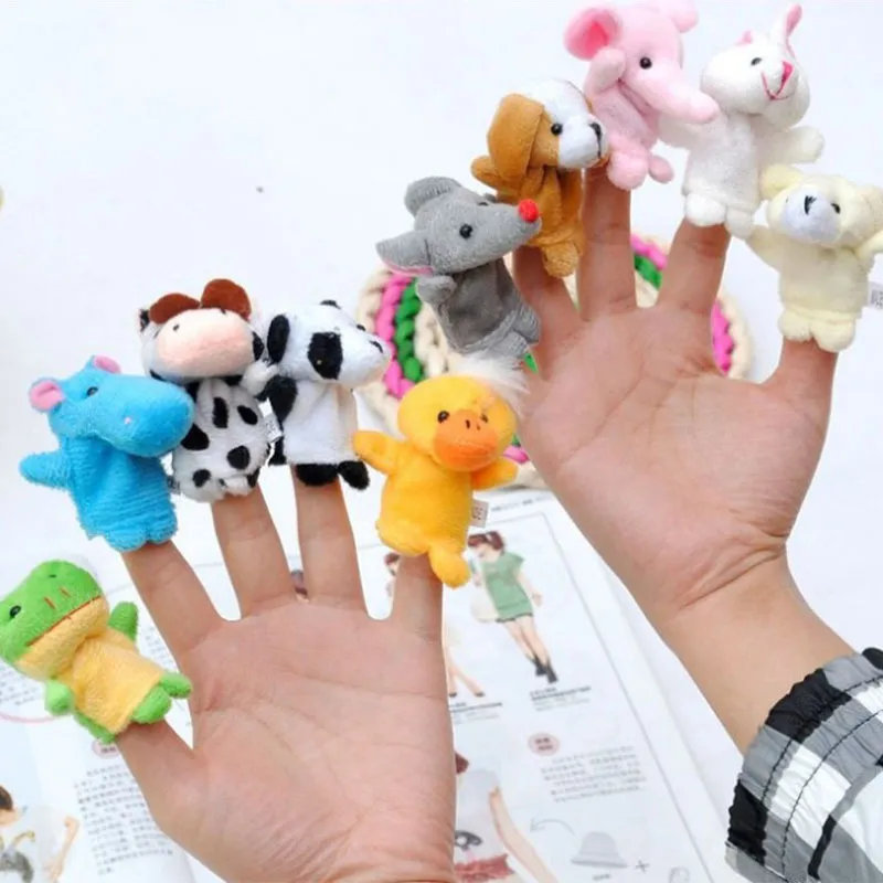 Cute Cartoon Biological Animal Finger Puppets Plush Toys Child Baby ...