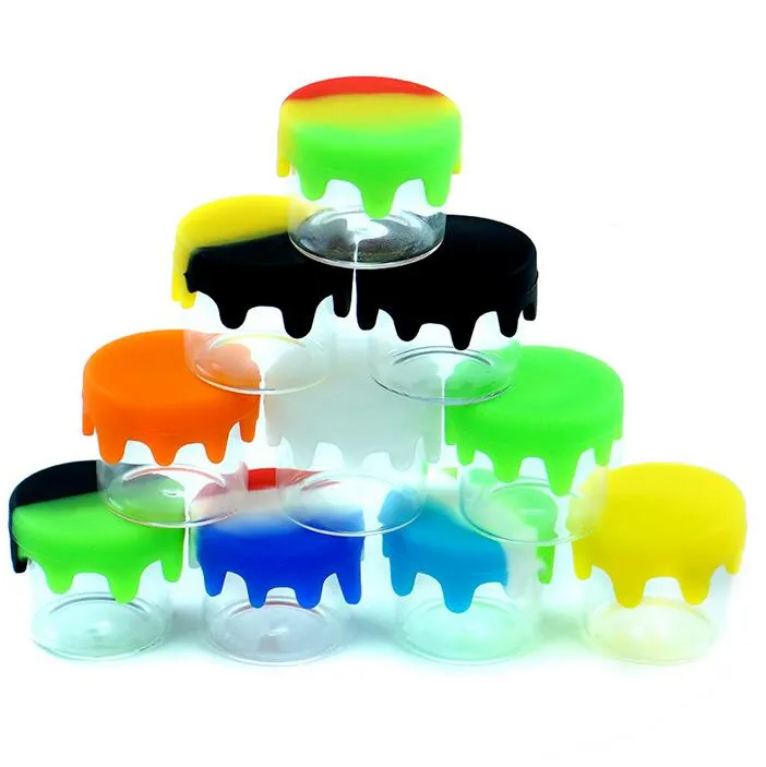 Glass Wax Jar Silicone Dab Container, Portable Nonstick Lid Cosmetic ...