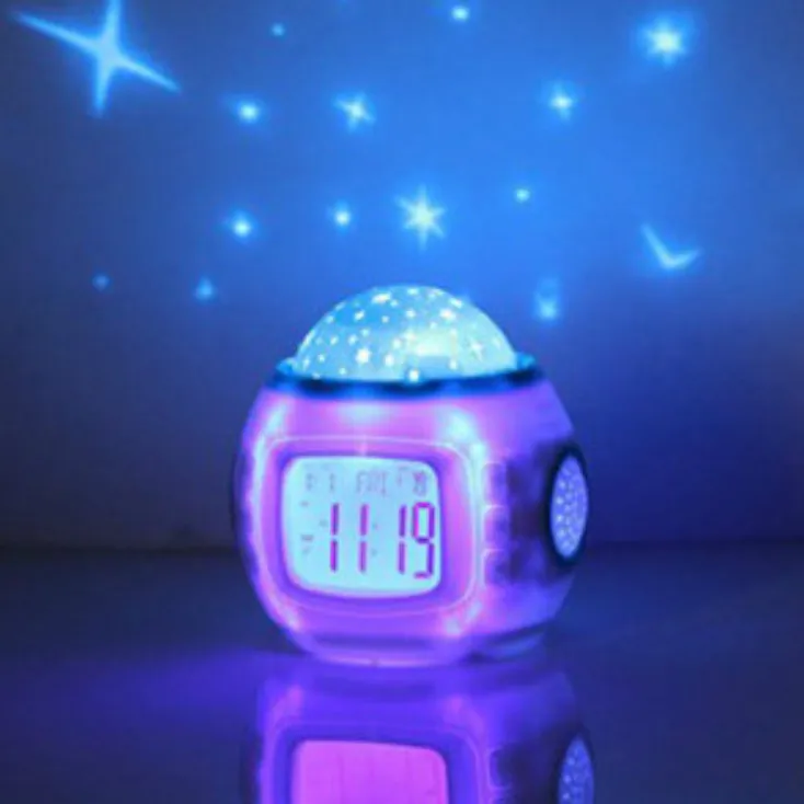 Star Projector Alarm Clock - Kids Snooze Clock, Musical Night Light ...