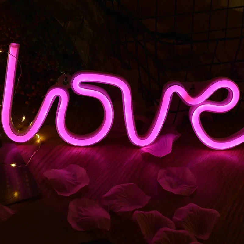 Neon LED Love Sign, Pink Lights For Room Decor, 3000K Night Light ...