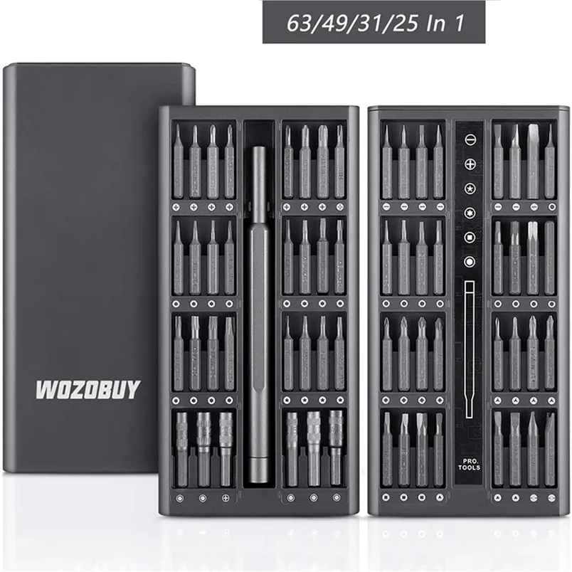 WOZOBUY 63-in-1 Precision Magnetic Torx Hex Screwdriver Bit Set for ...