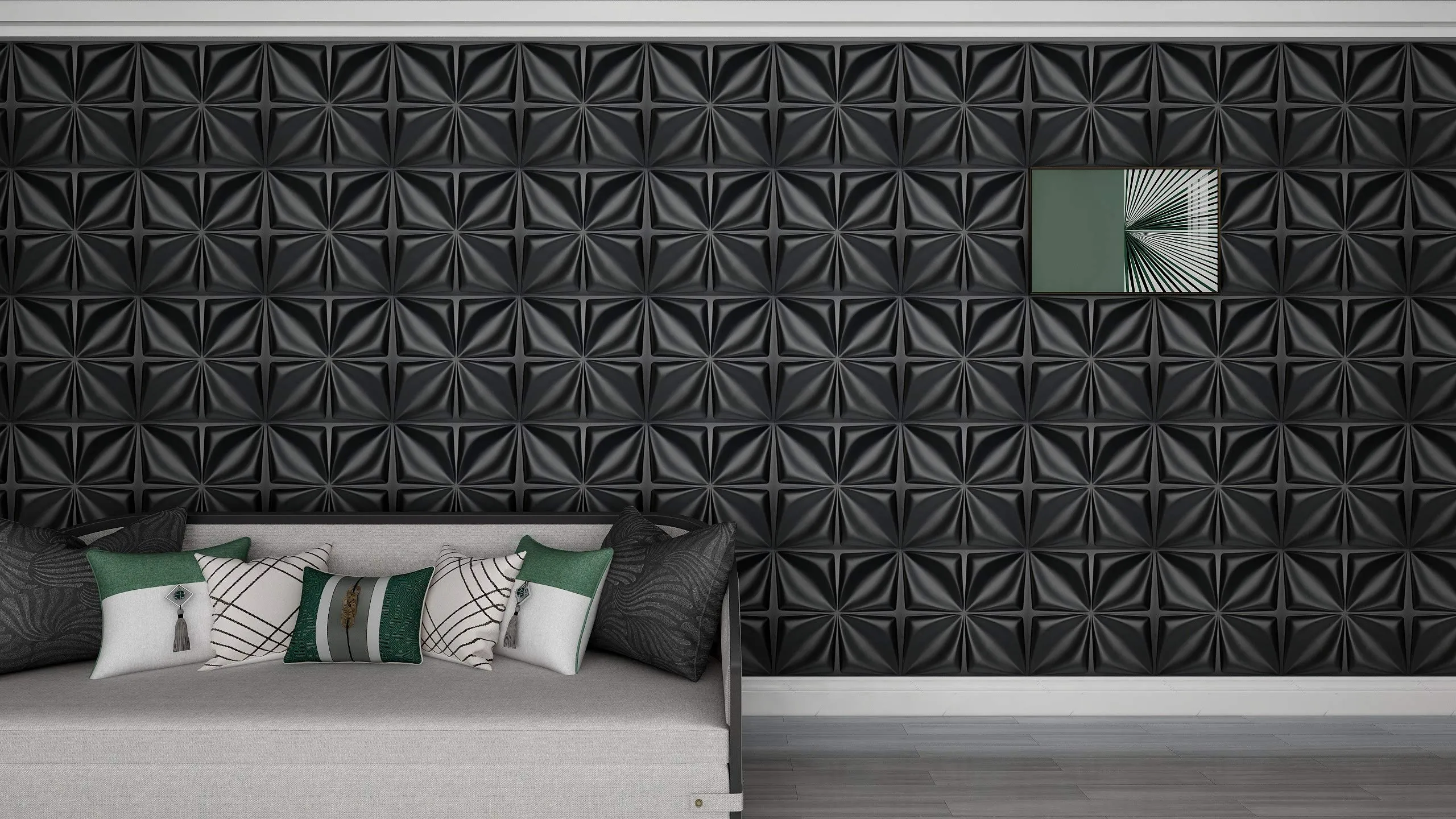 Art3d 50x50cm Geometric Wall Decals Matt Black 3D Wallpaper Panel PVC ...