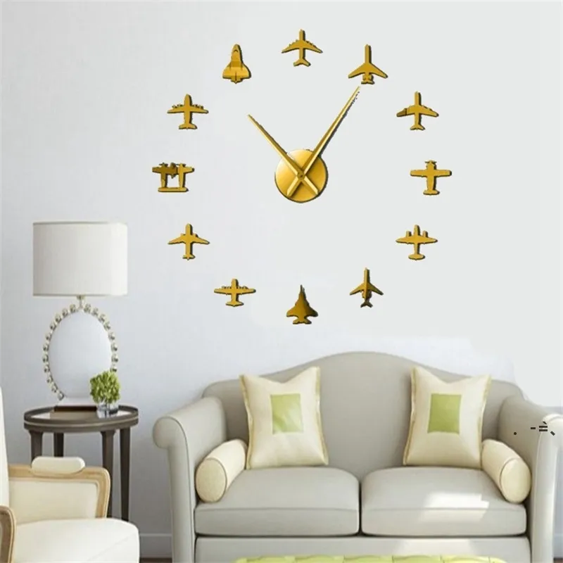 NEWFlying Plane Fighter Jet Modern Large Best Atomic Wall Clock DIY ...