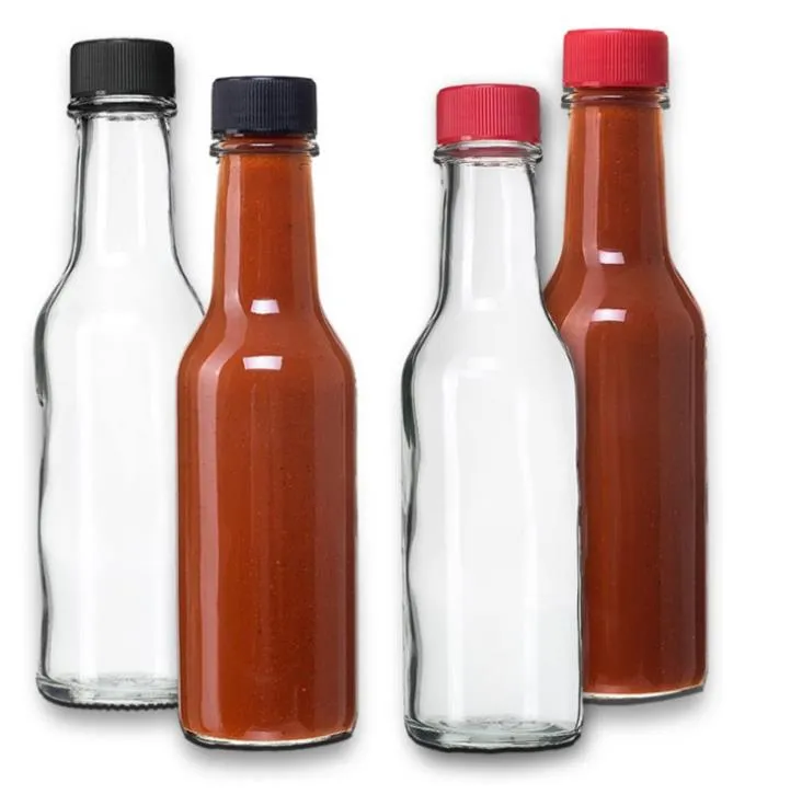 5oz Round Clear Glass Sauce Bottles with Dripper Inserts and Screw Caps ...