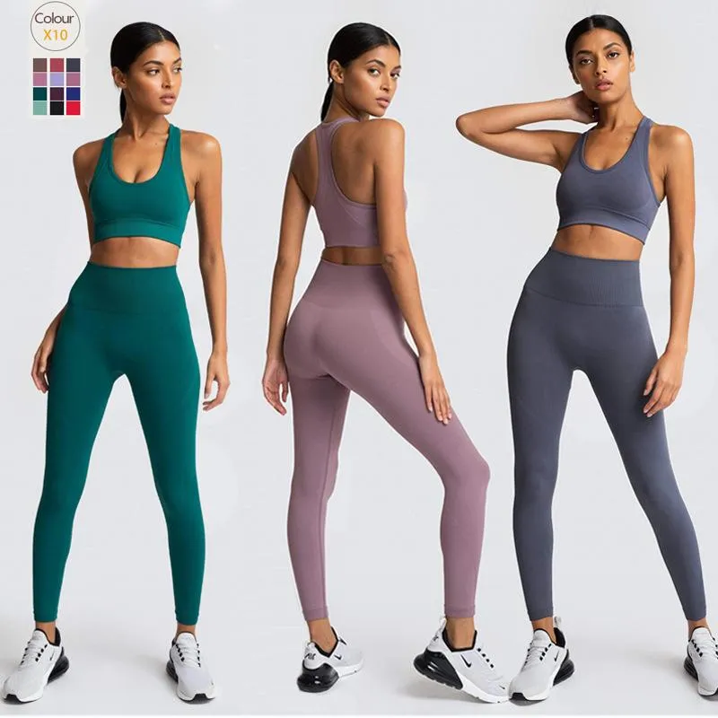 Women's Seamless Yoga Set: Sportswear 2-Piece Gym Yoga Clothes Sports Bra Leggings Running Wear ...