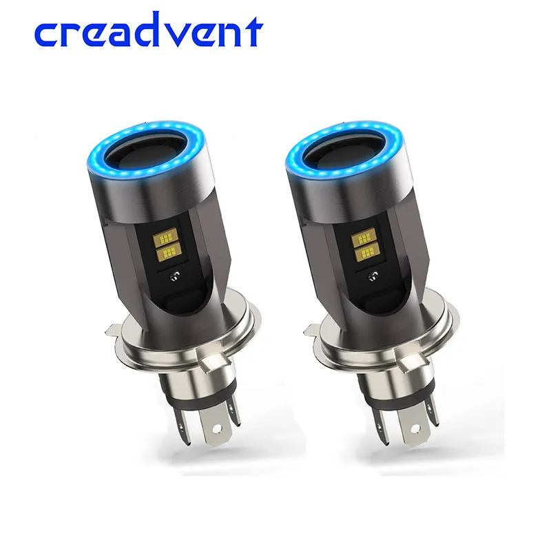 2x H4 LED Car Headlight Bulbs - High/Low Beam, 6000K White, Blue/Red ...