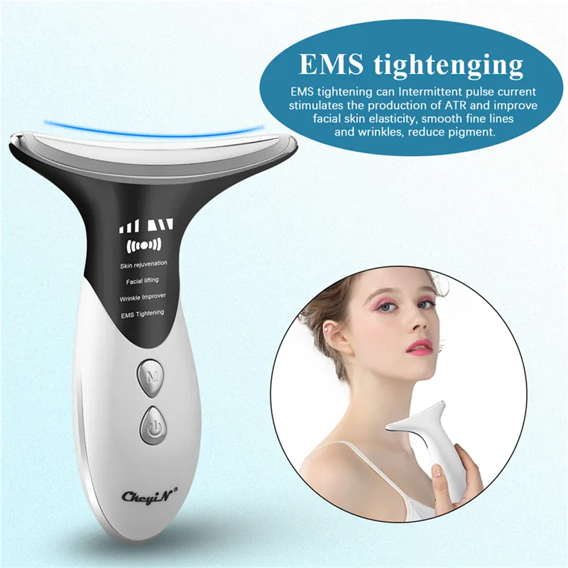 LED Photon Therapy Neck & Face Lifting Massager: Anti Wrinkle Vibration ...