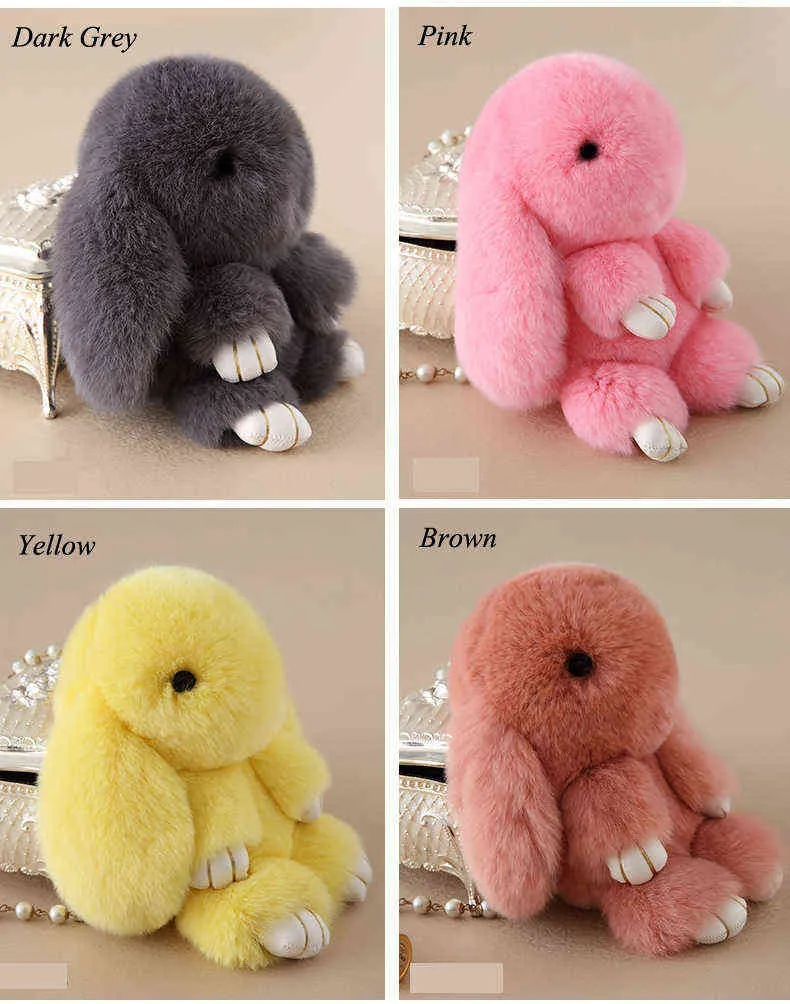 Kawaii Plushies Fluffy Rabbit Keychain: Real Rabbit Fur Doll Plush Toy ...