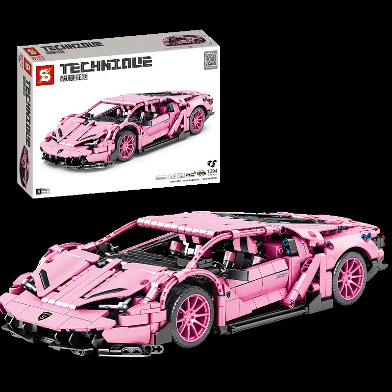 Pink Car Building Blocks Set for Kids, Educational Toy Vehicle Model ...