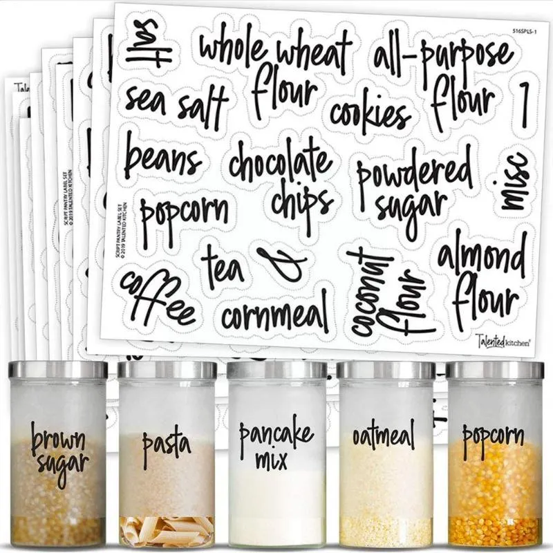 Wall Stickers Label Sticker Kitchen Pantry Labels Printed Transparent ...
