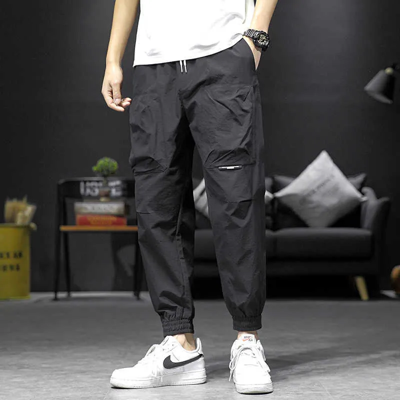 Mens Black Harem Joggers With Multi Pocket Ribbons 2020 Spring Hip Hop
