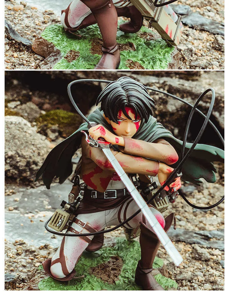 18cm Attack On Titan Levi Ackerman Kneeling Position Pvc Anime Action ...