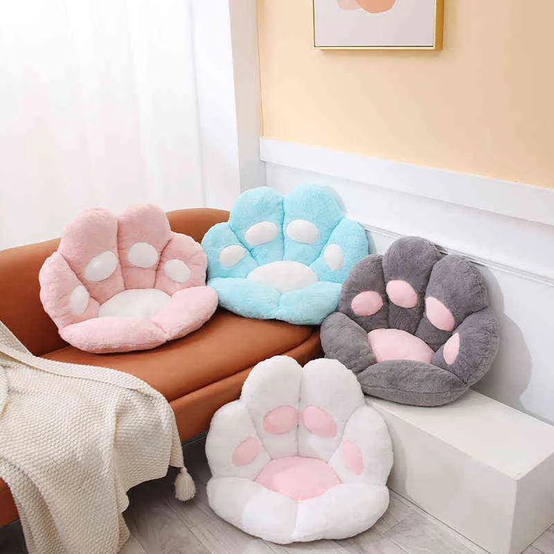 Armchair Seat Cat Paw Cushion Velvet Fabric Cotton Filling Round ...