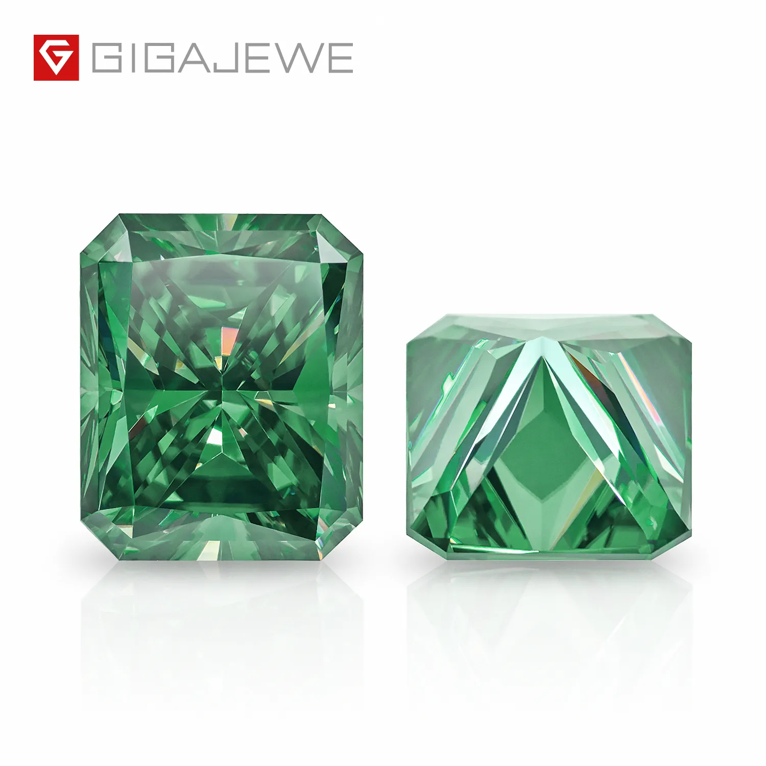 Green Radiant Cut Moissanite Gemstone: 1-10ct VVS1 Lab Grown Diamond ...