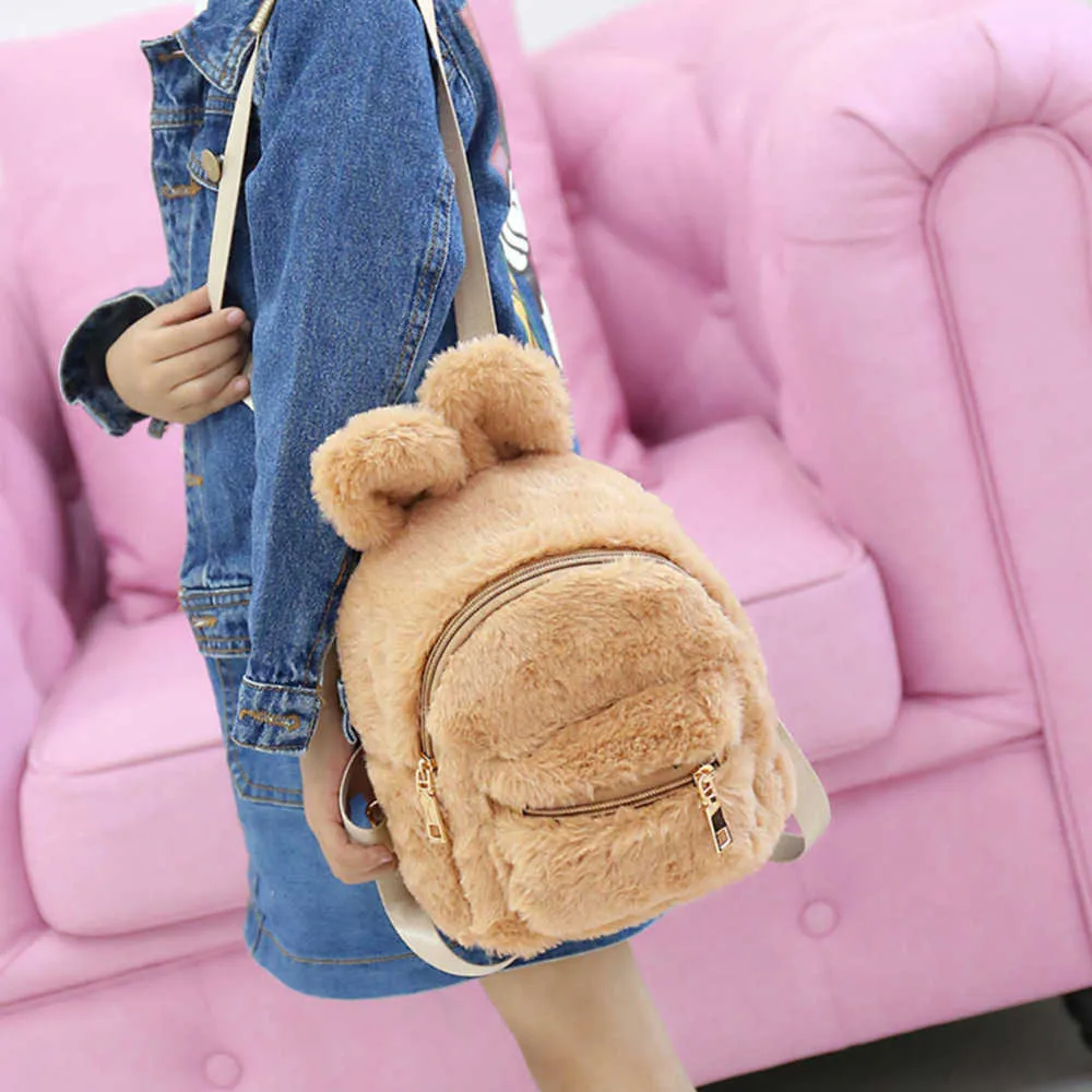 Plush Faux Fur Mini Bunny Backpack With Rabbit Ears For Girls Perfect ...