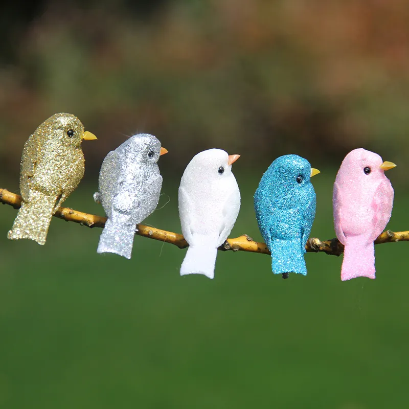 Glitter Simulation Little Bird Plastic Mini Bird Figurine 1.38 × 2.05 ...