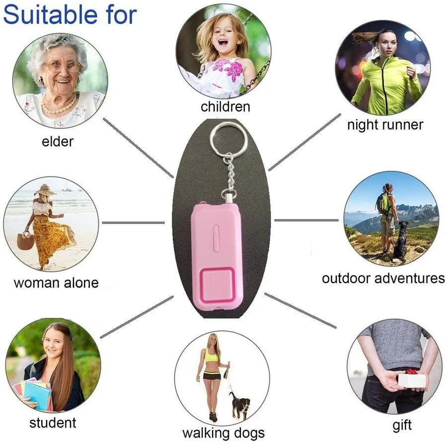 130dB Personal Safety Alarm Keychain with LED Light - Women's Self Defense, Emergency Alert from ...