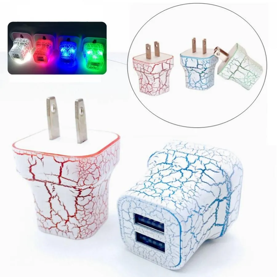 DHgate.com:Dual USB Wall Charger, US Plug, LED Crack Style Color ...