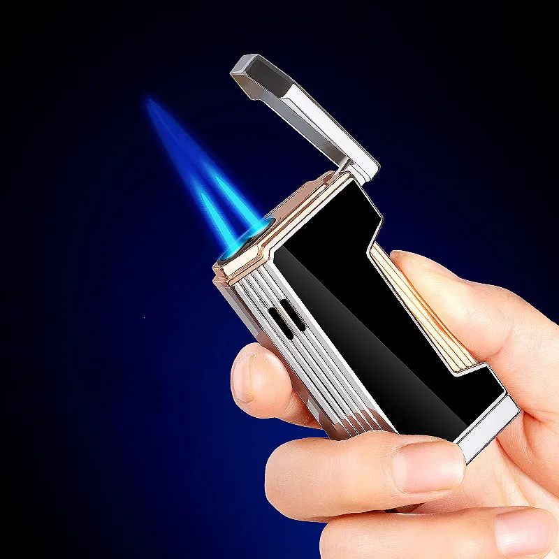 Dual Torch Lighter: Powerful Jet Flame, Windproof Metal Butane Pipe ...