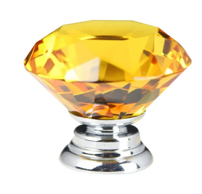 30mm Glass Crystal Cabinet Knob with Chrome Finish for Antique Drawer ...