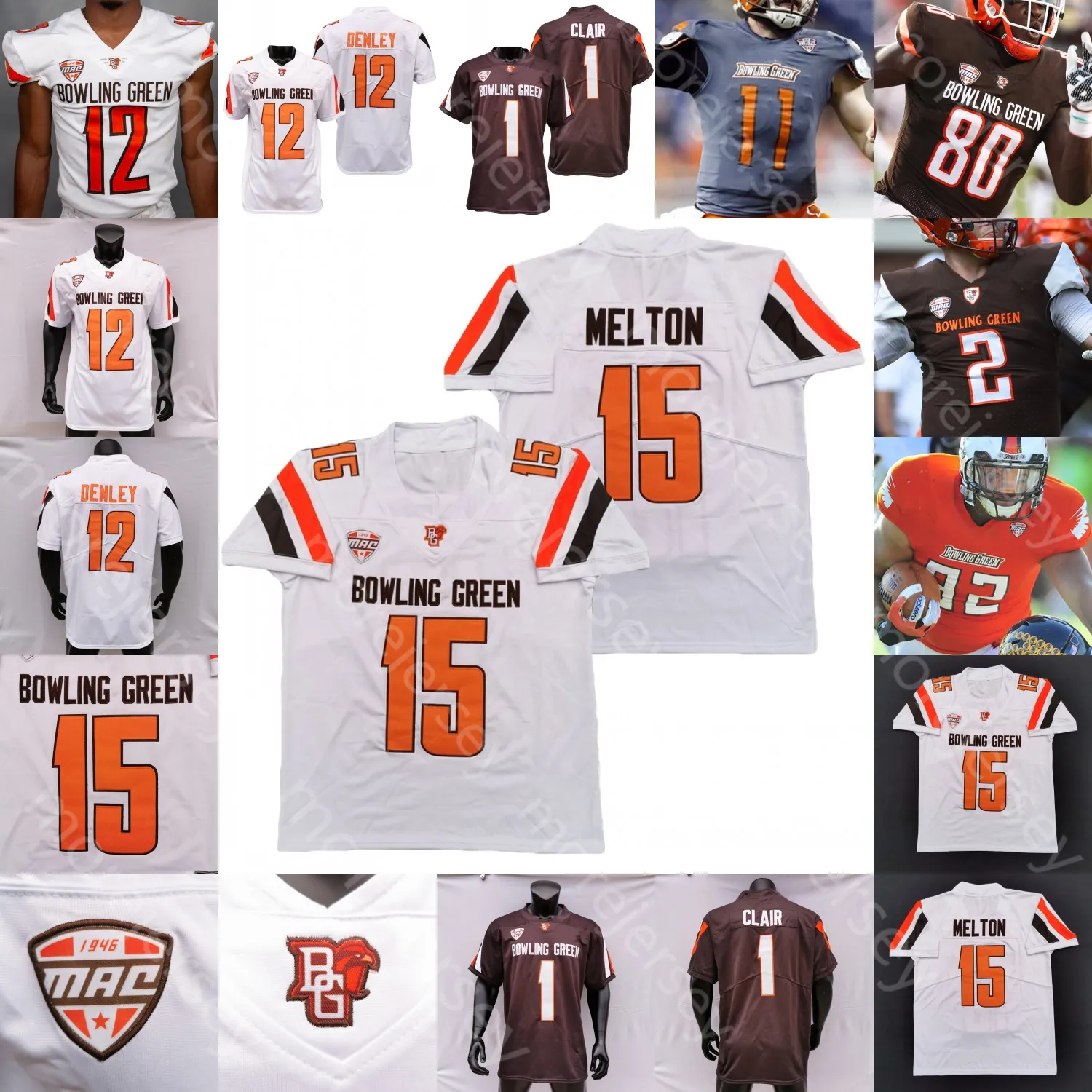Bowling Green BGSU Football Jersey NCAA College Grant Loy Bryson Denley ...