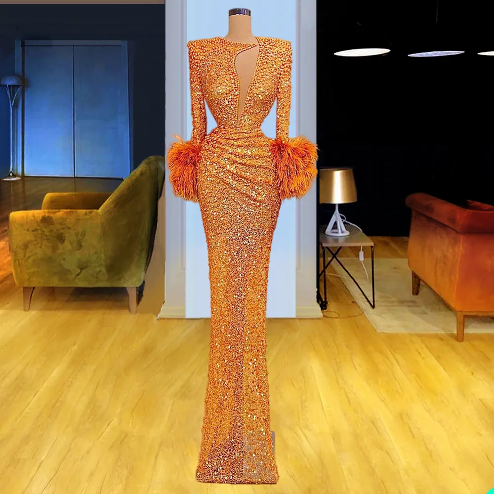 Luxury Mermaid Evening Dresses Designer Sequins Beads Hollow Prom Dress ...