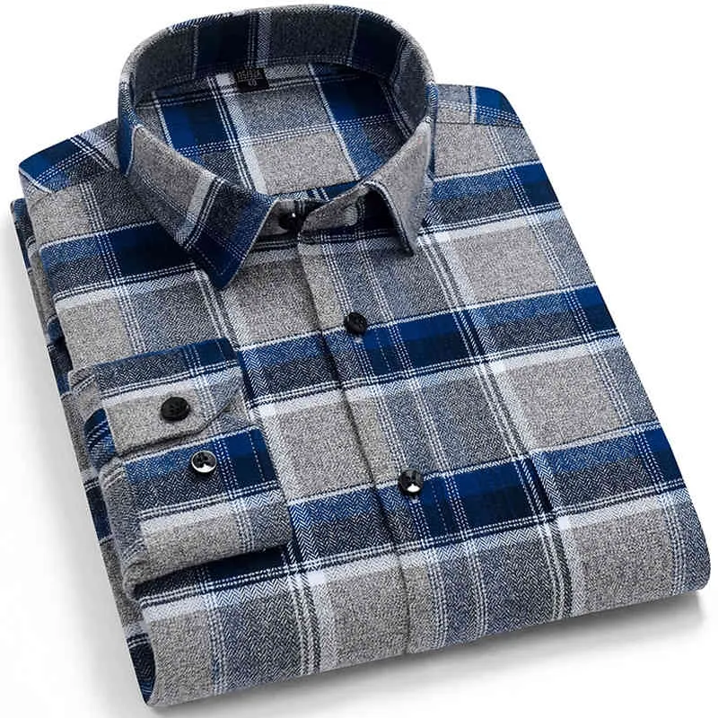 Premium Quality Brushed Cotton Plaid Shirt - Comfortable Flannel, Long ...