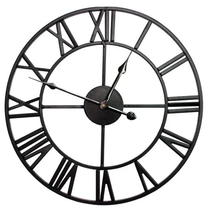 40cm Vintage Iron Wall Clock Silent Round Roman Numeral Decorative ...