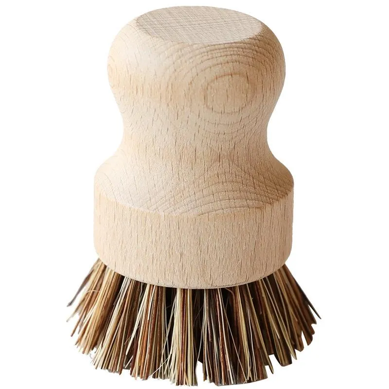 Milk pot wash brush wooden round mini dish scrub brush 3.1 × 2.0 × 0.9 ...