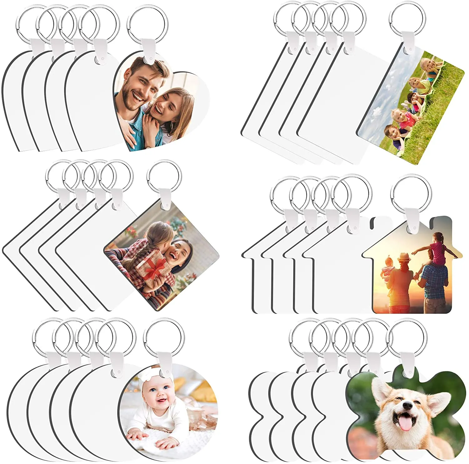 DIY Party Gift: Single Side Printed MDF White Mirror Keychain With ...