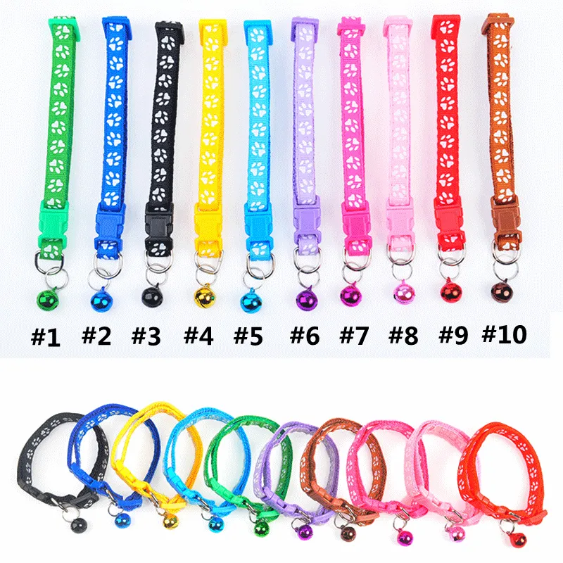 DHgate.com:Colorful Paw Print Adjustable Cat Collars with Bell - 4 Pack ...