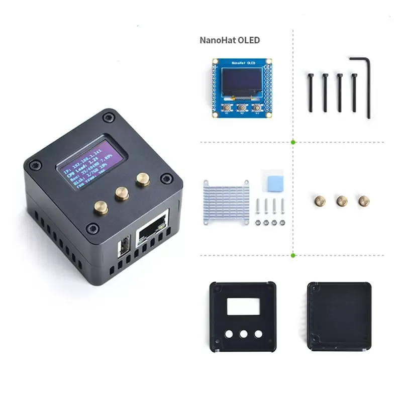 NanoPi NEO/NEO2 aluminum metal shell with NanoHat OLED display heat ...