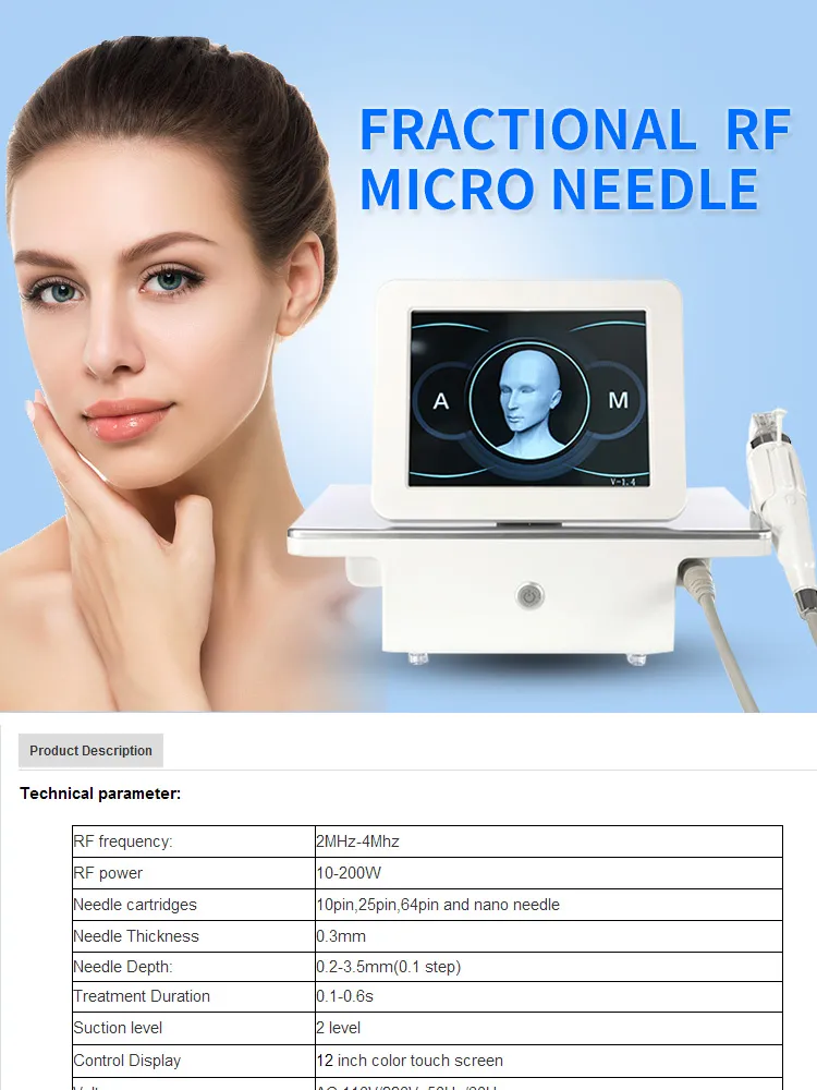 Fractional RF Microneedling Machine With 4 Tips For Skin Tightening ...