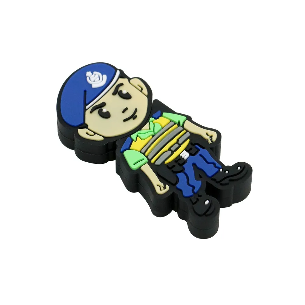 Silicone USB Stick 128GB Cartoon Police Model USB2.0 Flash Drives 8GB ...