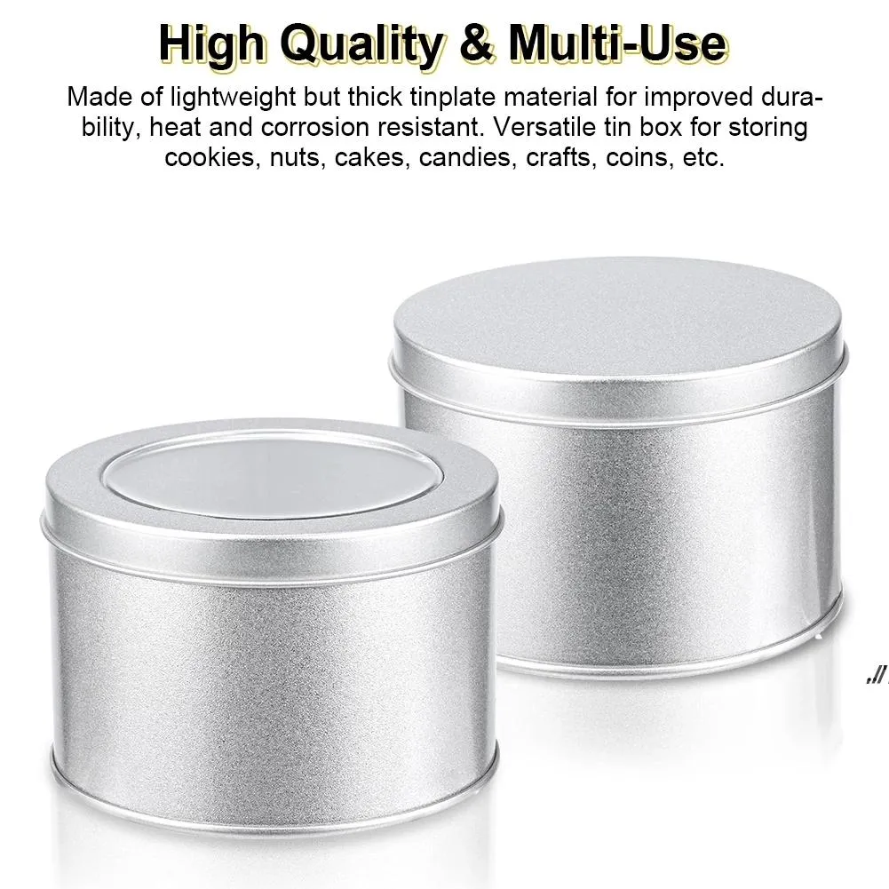 Metal Tin Box With Lid Round Metal Tins With Lids, Clear Top Window ...