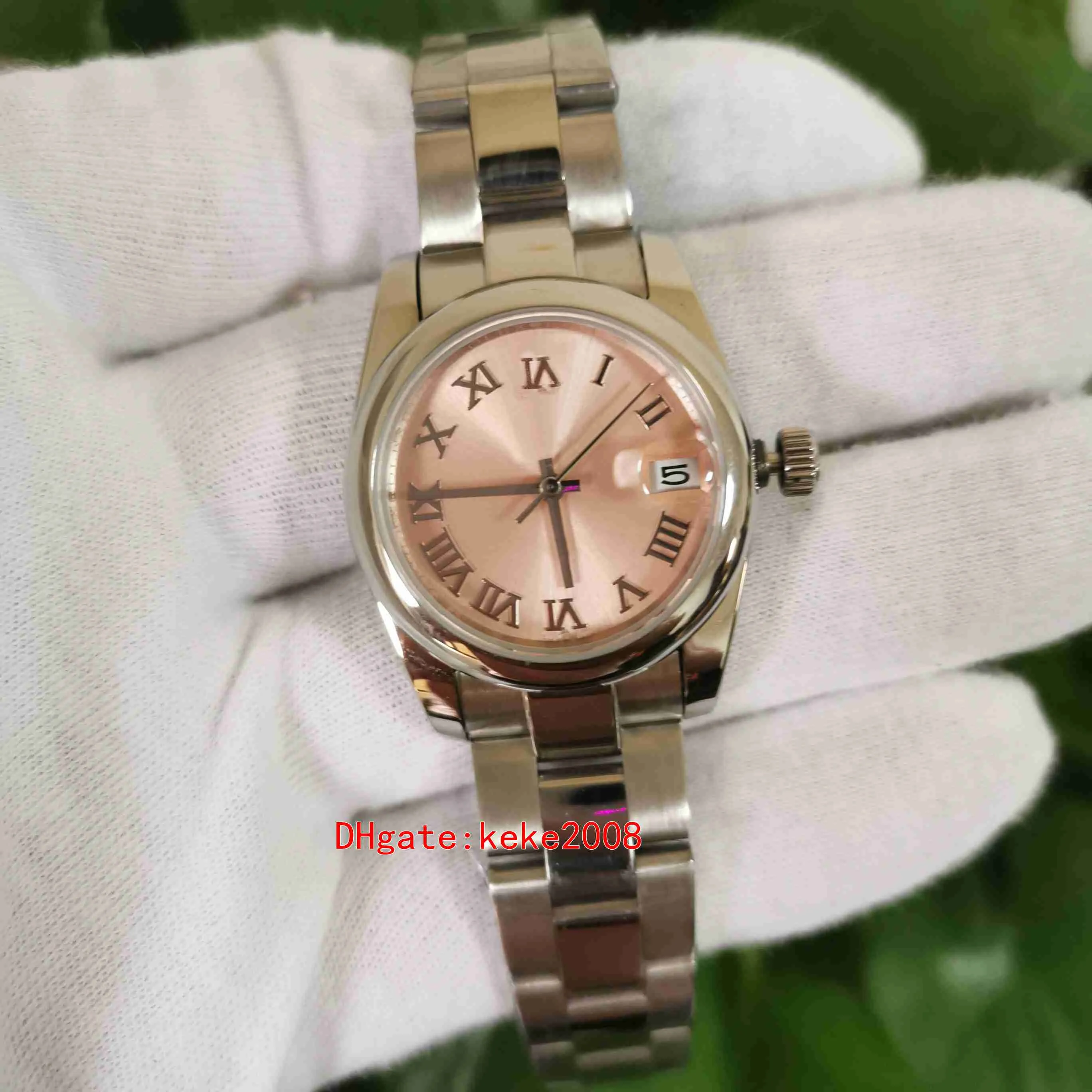36mm Automatic Ladies Watch Pink Dial Stainless Steel Women's ...