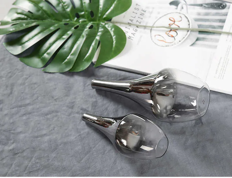 Nordic Glass Bud Vase Set Creative Silver Gradient Dried Flower Bud ...