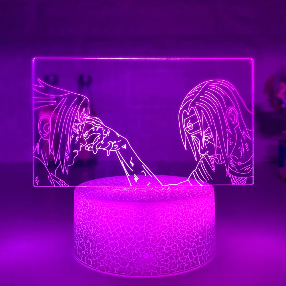Colorful 3D LED Anime Acrylic Table Lamp Set Sasuke And Itachi Uchiha ...