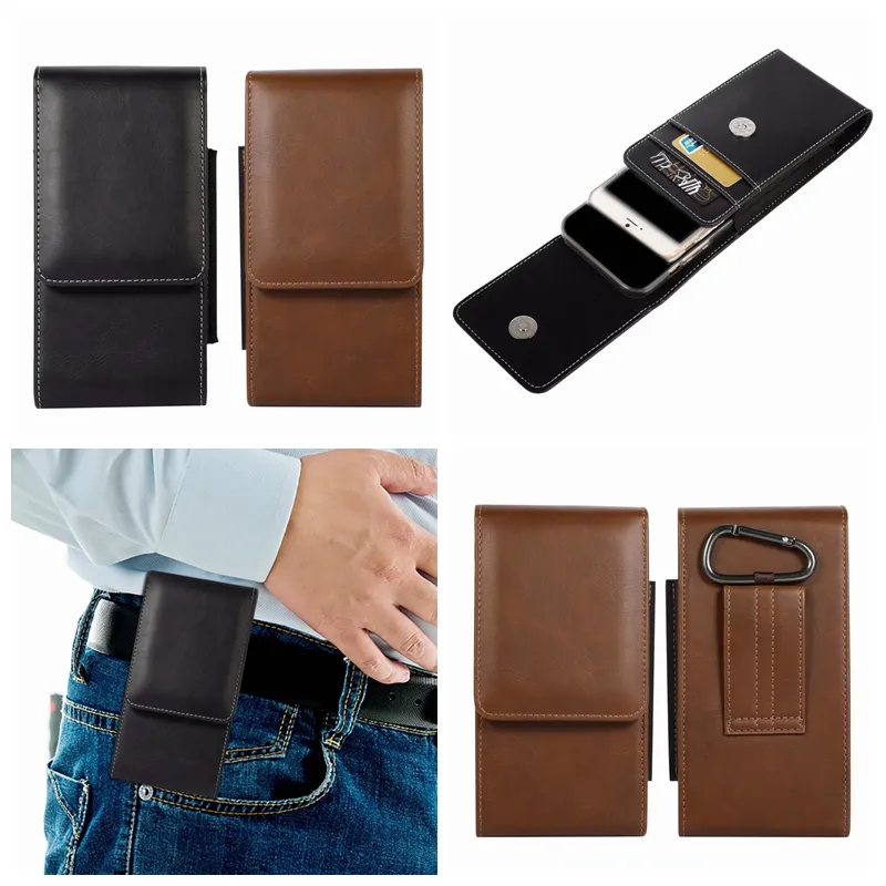 6.7 Leather Vertical Leather Phone Holster With Hip Holster For IPhone ...