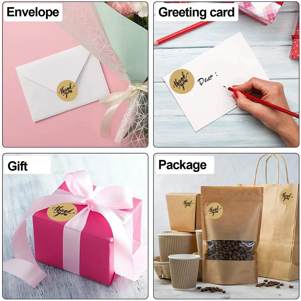 Thank You Stickers 1 Inch Round Paper Adhesive Label Sticker Roll for ...