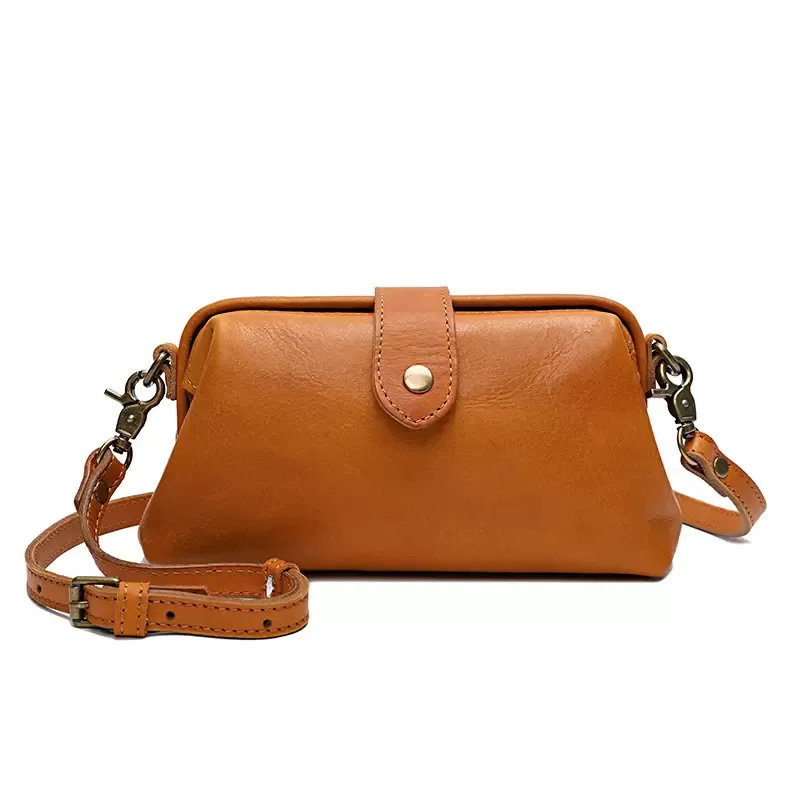 Premium Leather Shoulder Bag: Solid Color Crossbody Purse, Handmade ...