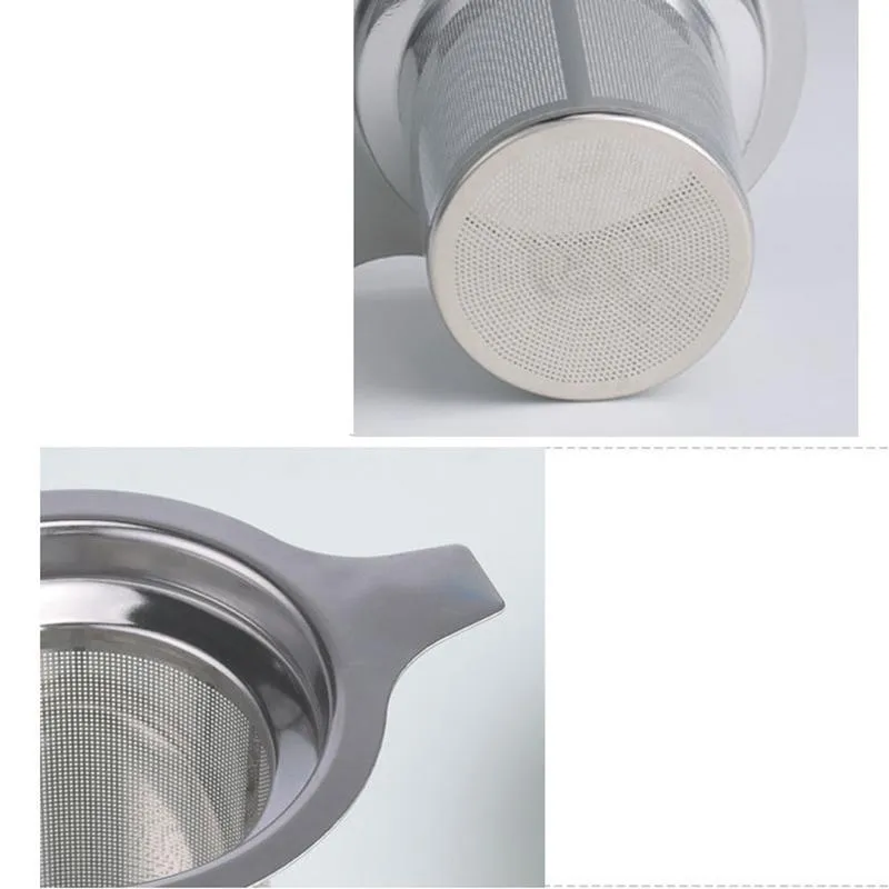 Stainless Steel Tea Strainers Silica Gel Rim Round Tea Infuser Cover ...