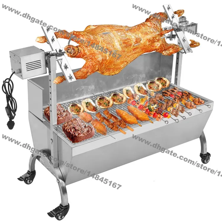 Heavy Duty 120cm Charcoal BBQ Grill Rotisserie Spit Roast Lamb, Pig ...