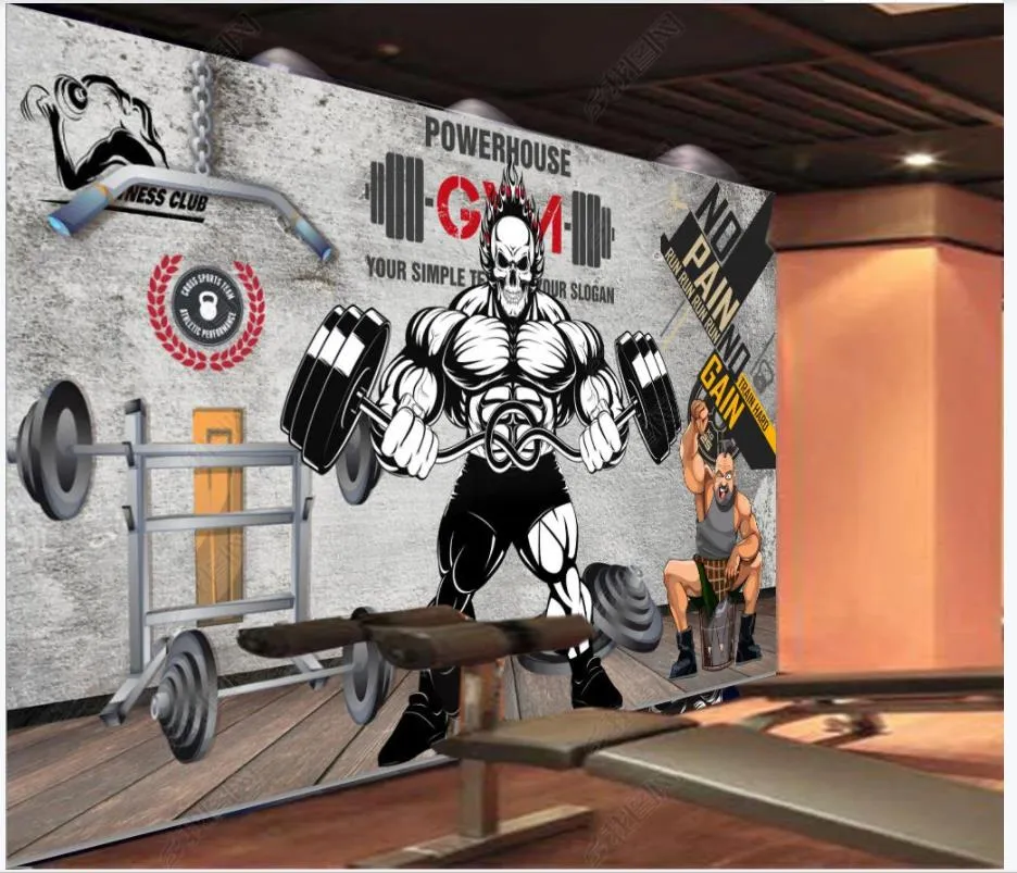 Custom Murals Boxing Wallpapers 3d Gym Mural Wallpaper Modern Retro ...
