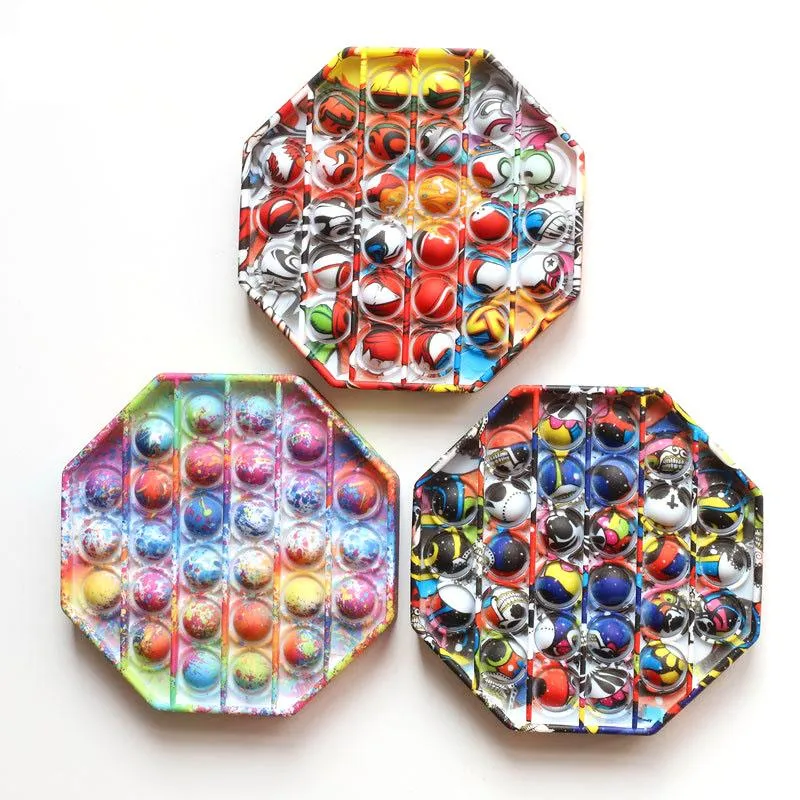 Camouflage Rainbow Fidget Toy Sensory Push Bubble For Stress Relief ...