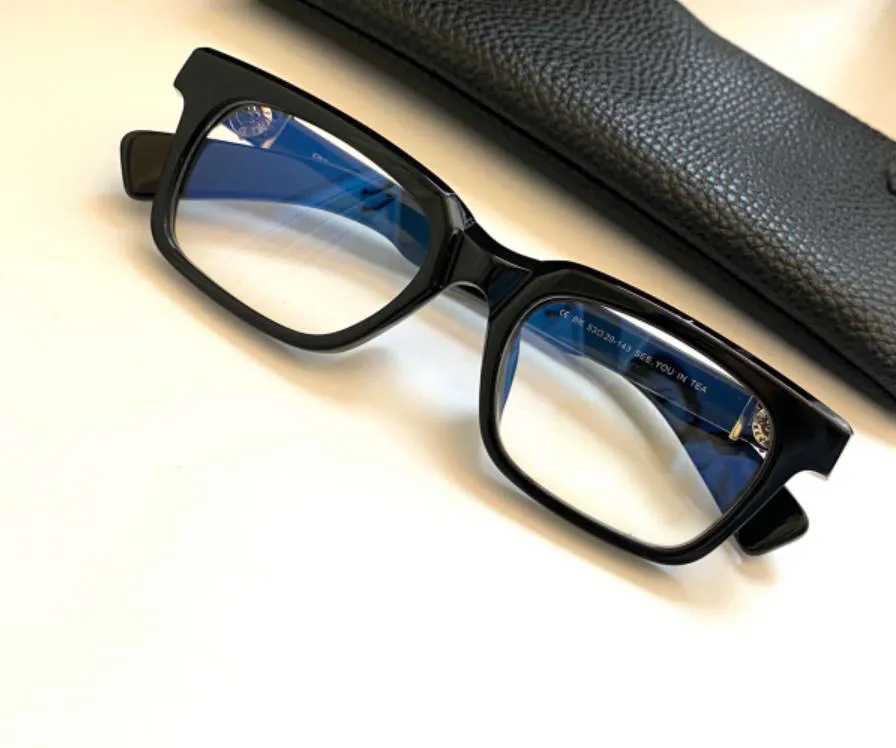 Square Eyeglasses Frame Black Titanium Clear Lens Optical Glasses ...