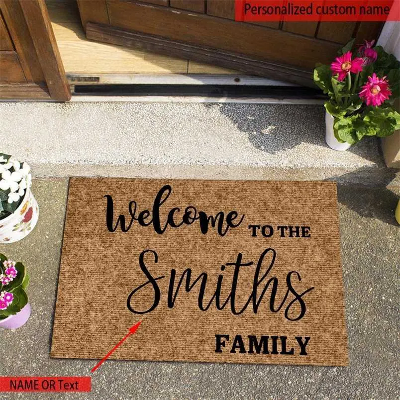 Custom Family Name Welcome Mats Outdoor, Personalized Name Mats Front ...