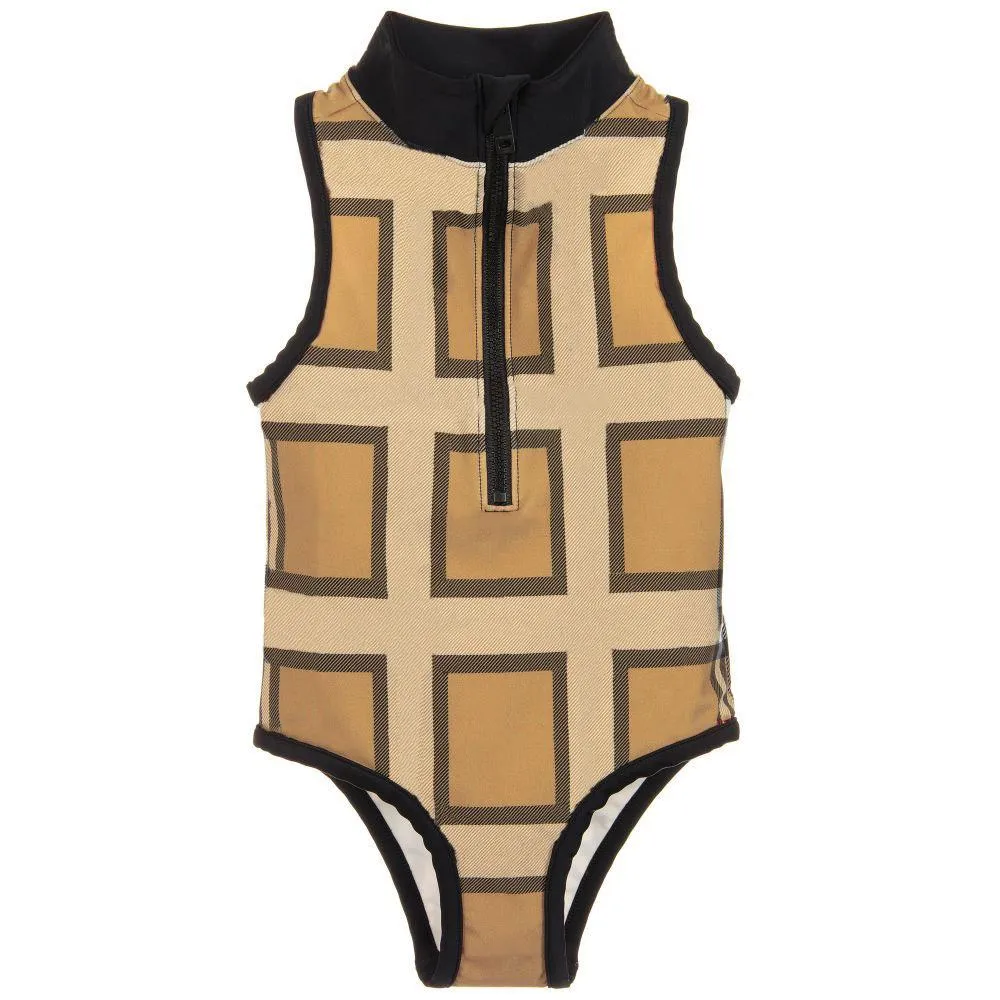 Kids Bathing Suits Summer Stripe Thread Head Check Pattern Girl ...